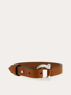FERRAGAMO Gancini Leather Bracelet - Brown