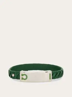 FERRAGAMO Gancini Leather Bracelet Green