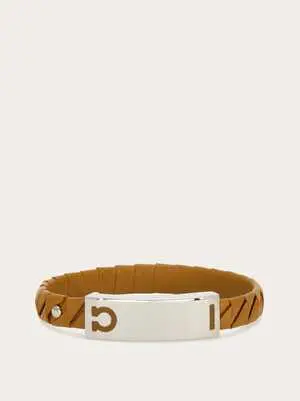 FERRAGAMO Gancini Leather Bracelet Yellow