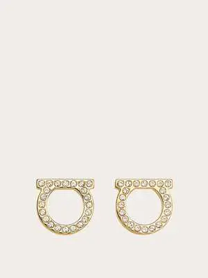 FERRAGAMO Gancini Crystal Stud Earrings - Gold