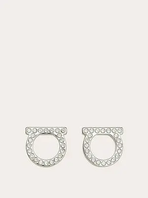FERRAGAMO Gancini Crystal Stud Earrings - Silver
