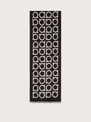 FERRAGAMO Gancini Scarf Black/beige