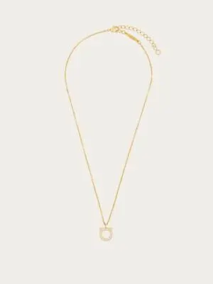 FERRAGAMO Gancini Crystal Pendant Necklace - Gold
