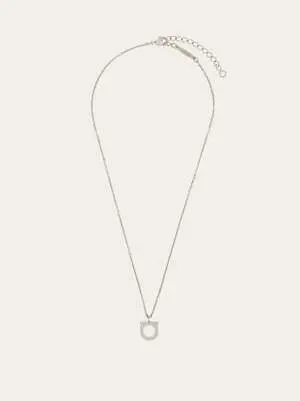 FERRAGAMO Gancini Crystal Pendant Necklace - Silver