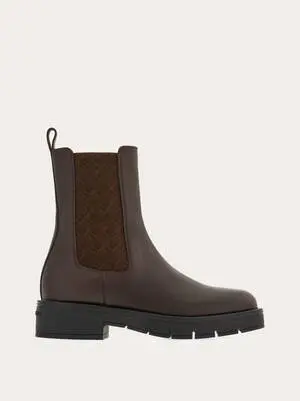 FERRAGAMO Kid Leather Chelsea Boot - Brown