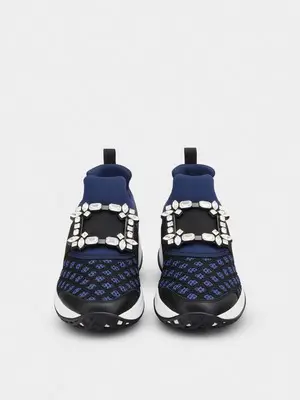 ROGER VIVIER Viv' Run Sneakers In Fabric With Belle Vivier Buckle - Blue,black