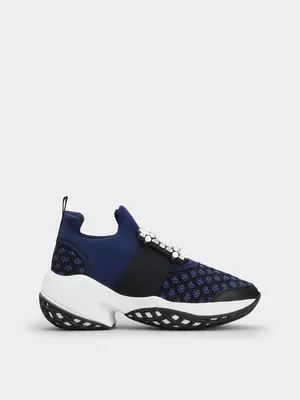 ROGER VIVIER Viv' Run Sneakers In Fabric With Belle Vivier Buckle - Blue,black