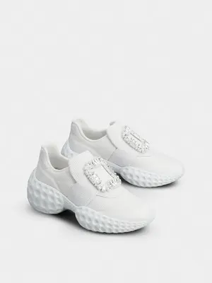 ROGER VIVIER Viv' Run Light Mesh Sneakers With Buckle Detail - White
