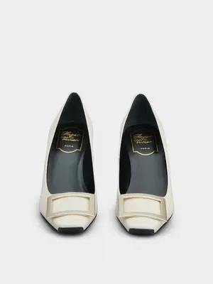 ROGER VIVIER Trompette Pumps In Leather With Iconic Buckle - Off White
