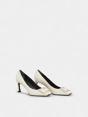 ROGER VIVIER Trompette Pumps In Leather With Iconic Buckle - Off White
