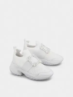 ROGER VIVIER Viv' Run Fabric Sneakers With Belle Buckle - White