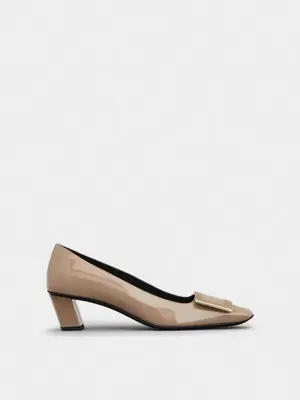 ROGER VIVIER Belle Vivier Patent Leather Pumps With Buckle Detail - Beige