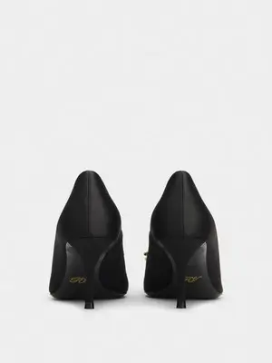 ROGER VIVIER Efflorescence Satin Pumps With Crystal Buckle - Black