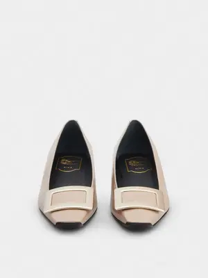 ROGER VIVIER Belle Vivier Ballerinas In Patent Leather - Beige