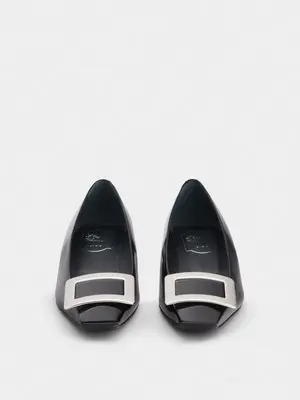 ROGER VIVIER Belle Vivier Ballerinas In Patent Leather With Metal Buckle - Black