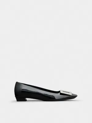 ROGER VIVIER Belle Vivier Ballerinas In Patent Leather With Metal Buckle - Black