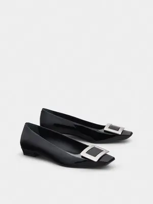ROGER VIVIER Belle Vivier Ballerinas In Patent Leather With Metal Buckle - Black
