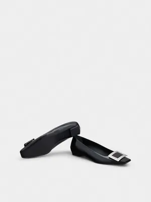 ROGER VIVIER Belle Vivier Ballerinas In Patent Leather With Metal Buckle - Black