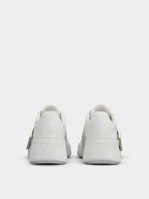 ROGER VIVIER Viv' Skate Sneakers In Leather With Metal Buckle - White