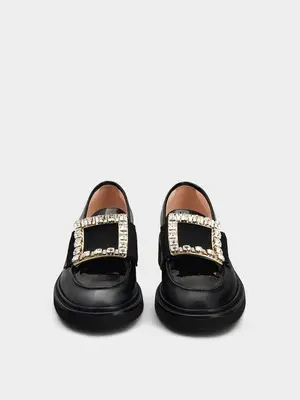 ROGER VIVIER Viv' Rangers Loafers In Patent Leather With Crystal Buckle - Black
