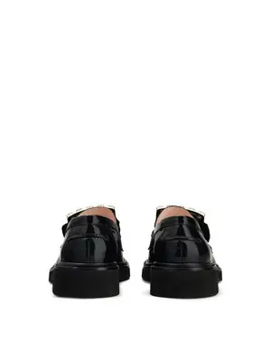 ROGER VIVIER Viv' Rangers Loafers In Patent Leather With Crystal Buckle - Black