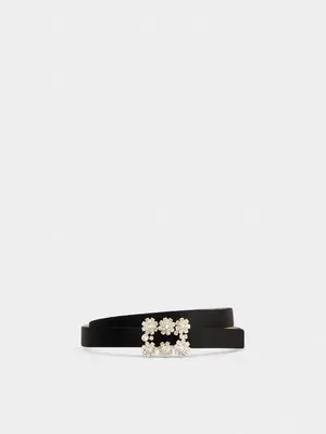 ROGER VIVIER Efflorescence Satin Belt - Black