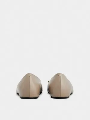 ROGER VIVIER Trompette Ballerinas In Leather With Metal Buckle - Beige