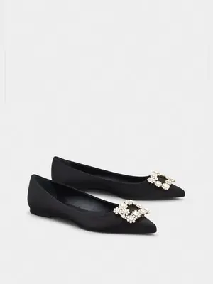 ROGER VIVIER Efflorescence Ballerinas In Satin With Crystal Buckle