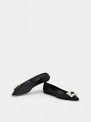 ROGER VIVIER Efflorescence Ballerinas In Satin With Crystal Buckle