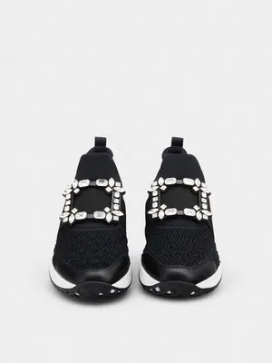 ROGER VIVIER Viv' Run Sneakers With Crystal Buckle - Black