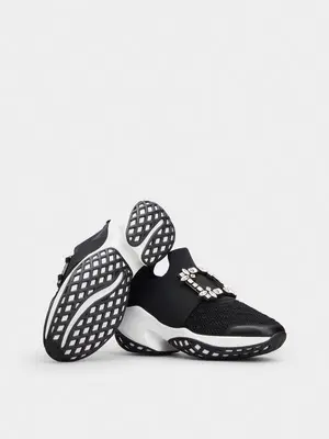 ROGER VIVIER Viv' Run Sneakers With Crystal Buckle - Black