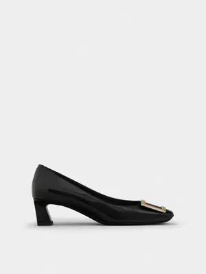 ROGER VIVIER Trompette Pumps In Patent Leather With Iconic Buckle - Black