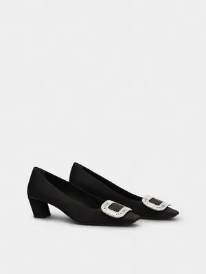 ROGER VIVIER Belle Vivier Pumps In Satin With Crystal Buckle