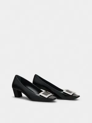 ROGER VIVIER Belle Vivier Pumps In Patent Leather With Metal Buckle - Black