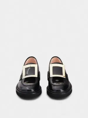 ROGER VIVIER Leather Loafers With Buckle Detail - Black