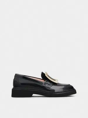 ROGER VIVIER Leather Loafers With Buckle Detail - Black