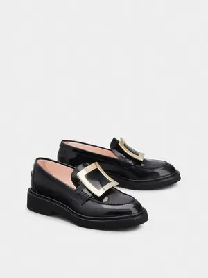 ROGER VIVIER Leather Loafers With Buckle Detail - Black
