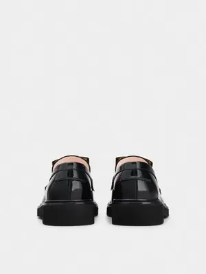 ROGER VIVIER Leather Loafers With Buckle Detail - Black
