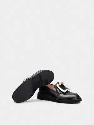 ROGER VIVIER Leather Loafers With Buckle Detail - Black