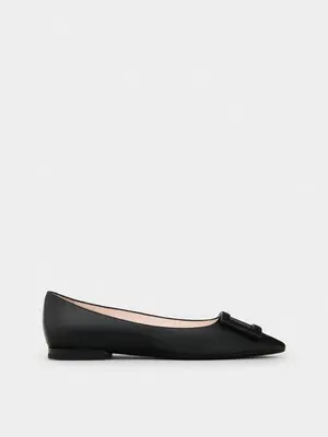 ROGER VIVIER Gommettine Ballerinas In Leather With Resin Buckle - Black