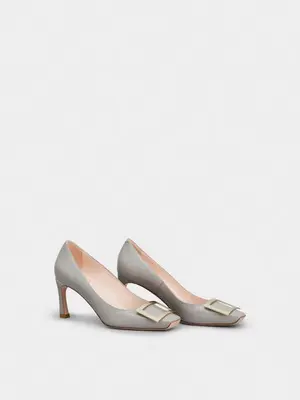 ROGER VIVIER Trompette Pumps In Patent Leather - Grey
