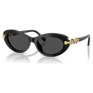 SWAROVSKI Embellished Oval Sunglasses - Black