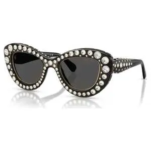 SWAROVSKI Swarovski Cat Eye Sunglasses With Embellishments Silver Tone