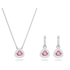 SWAROVSKI Una Set With Pear-cut Stud Earrings And Necklace - Pink