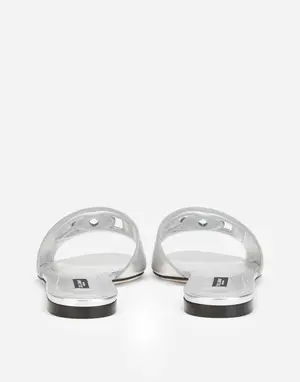 Dolce & Gabbana Nappa Mordore Dg Millennials Logo Slides - Silver