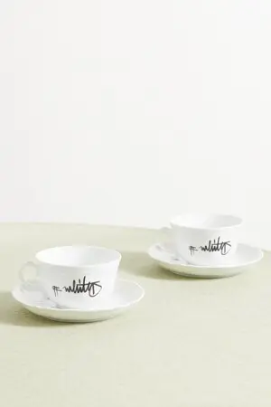 GINORI 1735 Off- Printed Porcelain Tea Cup And Saucer Set