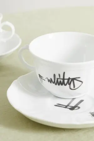 GINORI 1735 Off- Printed Porcelain Tea Cup And Saucer Set