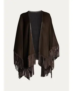 Sofia Cashmere Reversible Fringe Cashmere Cape