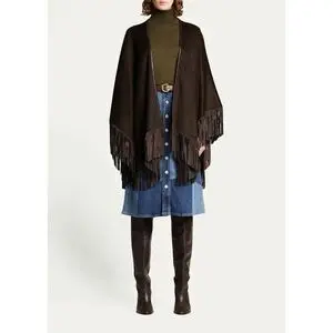 Sofia Cashmere Reversible Fringe Cashmere Cape
