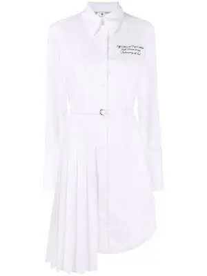 Off-White Popeline Asymmetric Shirt Dress - Black